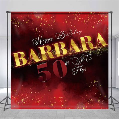 Red Black Gold Abstract 50th Birthday Party Backdrop Lofaris