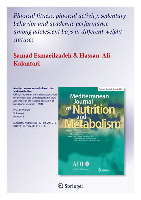 Pdf Physical Fitness Physical Activity Sedentary Behavior And Academic Performance Among