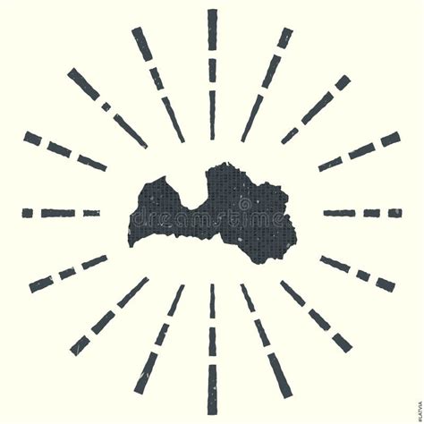 Latvia Logo Grunge Sunburst Poster With Map Of Stock Vector