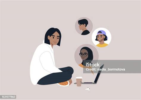 화상 통화 회의 재택 근무 원격 근무 비즈니스 토론 토론에 대한 스톡 벡터 아트 및 기타 이미지 토론 가정 생활 거리가
