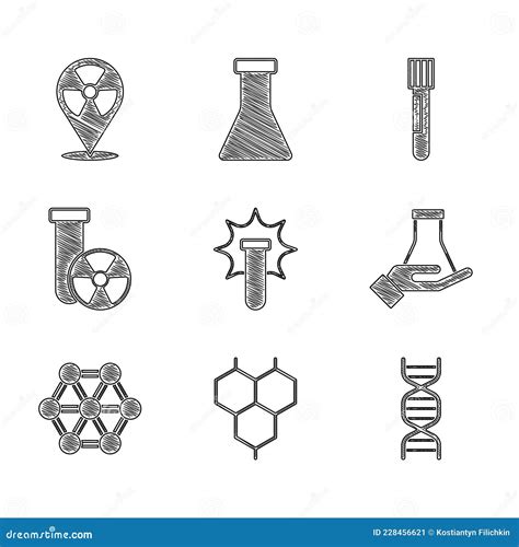 Stel De Chemische Explosieformule Dna Symbool Voor De Testbuis En De