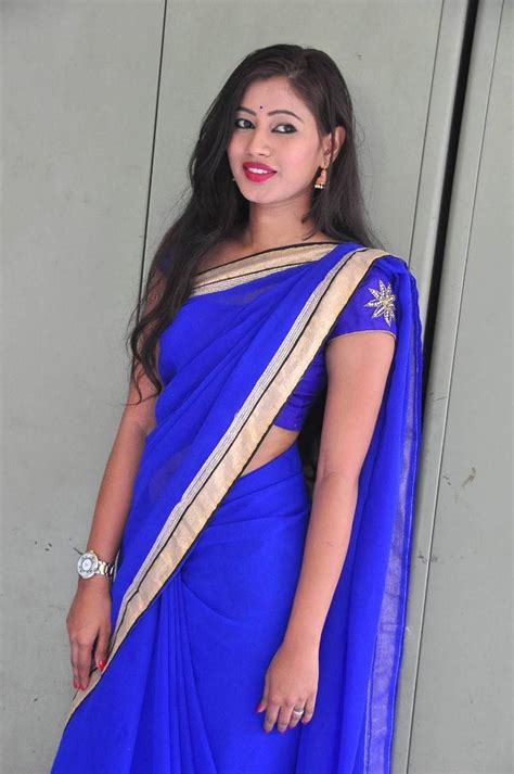 Actress Santhi Priya Stills In Blue Saree Indian Girls Villa Celebs