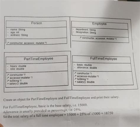 Solved Home Task Implement The Following Classes The Chegg Com