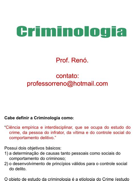 Aula De Criminologiapdf Criminologia Sociologia