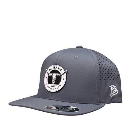 Outlaws Western Wear® Grey Flat Bill Performance Cap Leather Circle