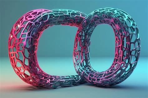 Blockchain Link Sign 3d Chain Link Grid Dois Torus Block Chain Cripto