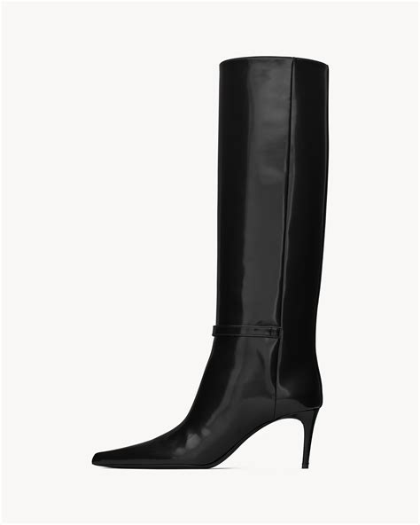 Lee Boots In Glazed Leather Saint Laurent Ysl Us