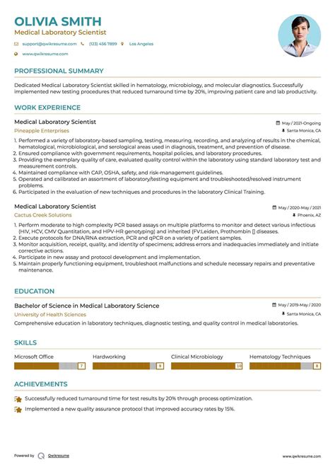 10 Medical Laboratory Scientist Resume Samples And Templates For 2025