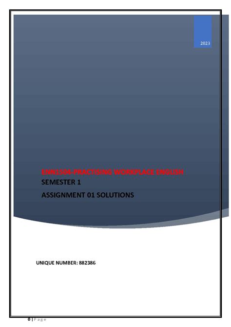 Enn1504 Assignment 1 Memo First Semester 2023pass Guaranteed To Be