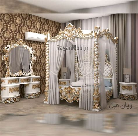 تخت خواب حجله ای سایبان دار سلطنتی رایان مبل