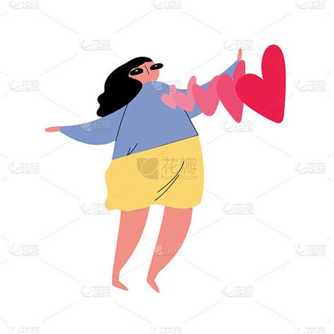 快乐的卡通人物，一颗心从他的胸口跳出来。