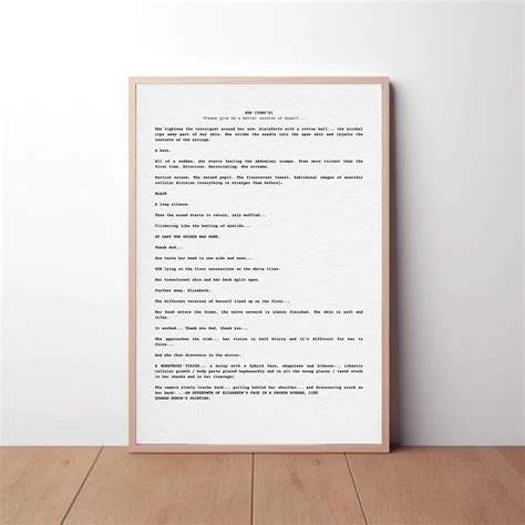 The Substance Film Script Digital Print Rules Scene Movie Poster Horror Screenplay Wall Art