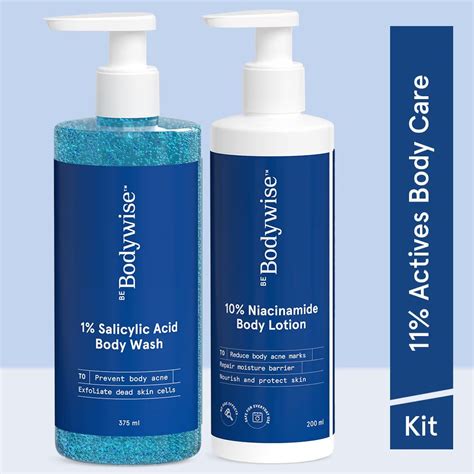 Buy Be Bodywise Back Acne Kit 1 Salicylic Acid Body Wash And 10 Niacinamide Body Lotion For