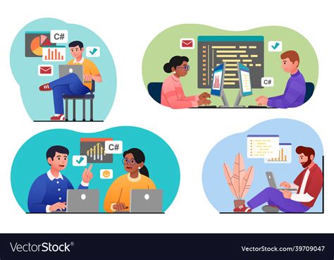Programmers Working Set Royalty Free Vector Image