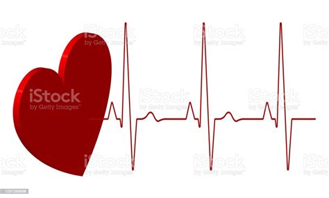 심박수 그래프 하트 비트 라인 Ekg 아이콘 웨이브 붉은 색 심장의 시작 부분에 빨간 심장 음파 선 의료 디자인 스톡 벡터
