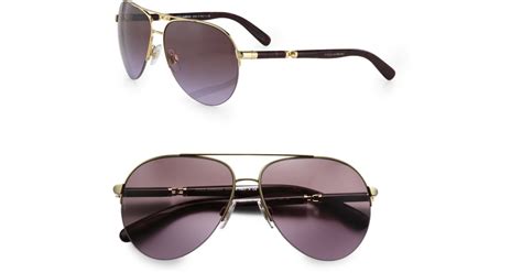 Dolce And Gabbana Semi Rimless Aviator Sunglasses In Gold Metallic Lyst