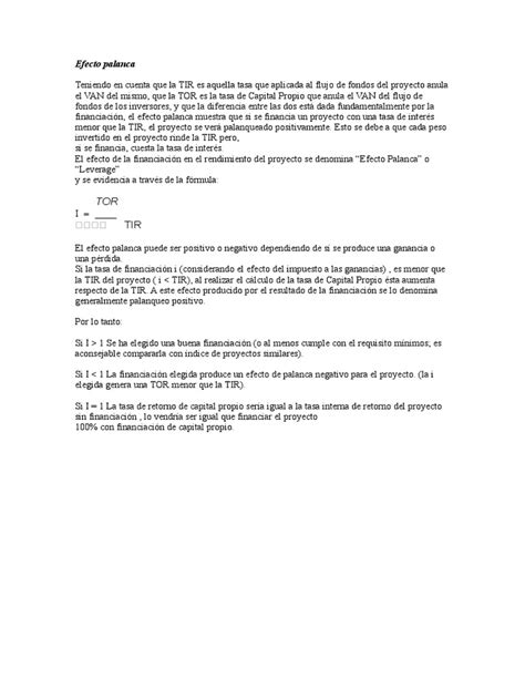 Efecto Palanca Info Para Tp 7 Pdf