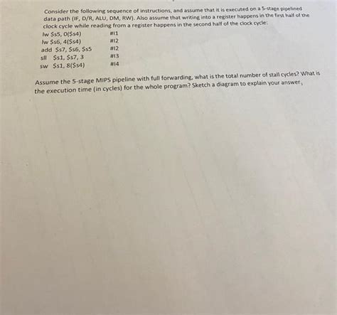 solved consider the following sequence of instructions and