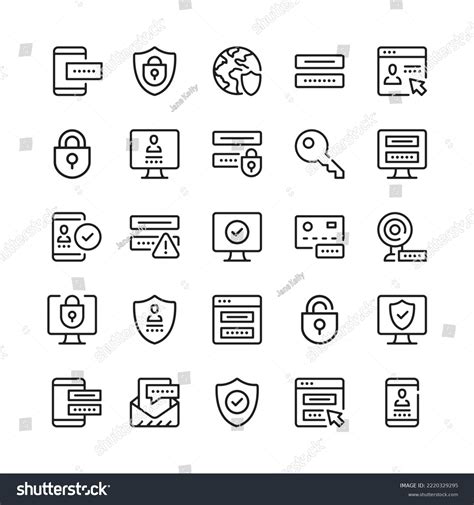 Password Line Icons Outline Symbols Vector Stock Vector Royalty Free