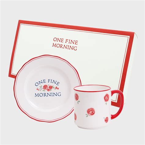 한국도자기 X 시엔느 파인로즈 머그and플레이트 세트 2p Red Mug 감도 깊은 취향 셀렉트샵 29cm
