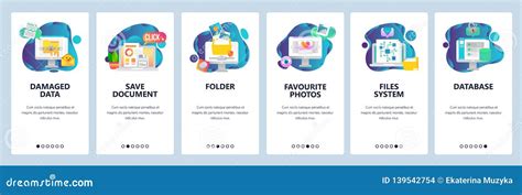 Web Site Onboarding Screens Computer Files And Data System Stock