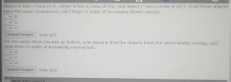 Solved Object A Has A Mass Of M ﻿object B Has A Mass Of 2