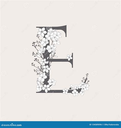 Vector Blooming Floral Initial E Monogram And Logo Stock Vector