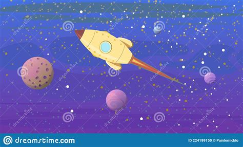 Cosmos Background The Planets Their Satellites And The Rocket Starry