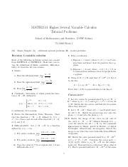 Tutorial Week 1 Pdf MATH2111 Higher Several Variable Calculus