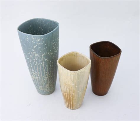 Set Of 3 Vases Gunnar Nylund Rörstrand Scandinavian Midcentury