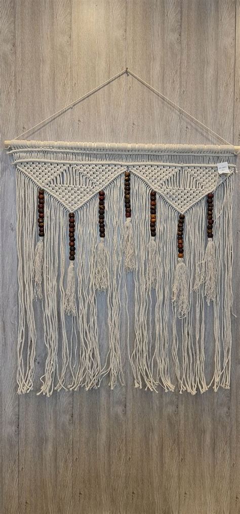 Makrama na ścianę duża ecru dekoracja boho Macrame 11874308963