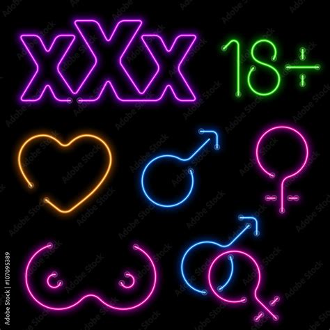 Neon Erotic Vector Symbols Stock Vektorgrafik Adobe Stock