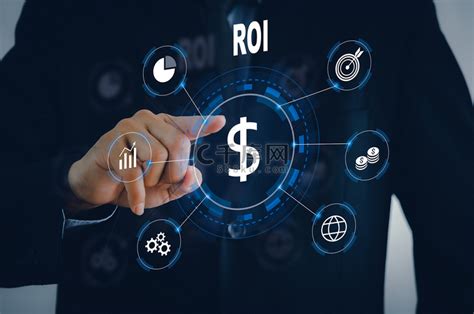 Roi 投资回报虚拟屏幕互联网商业金融和大数据技术概念。高清摄影大图 千库网