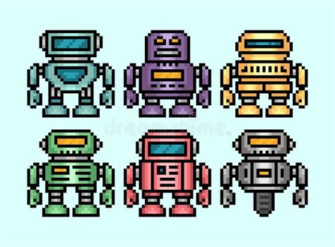 Pixel Robot Collection Stock Vector Illustration Of Design 354337668
