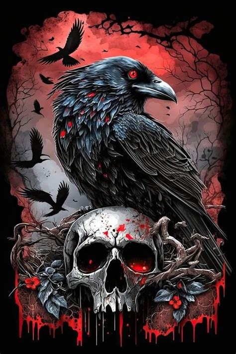 Pin By Zombee Ghoul On Crows And Ravens In 2024 Colorful Skull Art