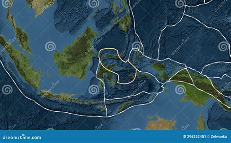 Molucca Sea Plate Outlined Fahey Satellite Stock Illustration Illustration Of Fire