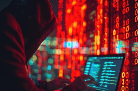 Premium Photo Hacking And Malware Concept With Abstract Laptop And Binary Code