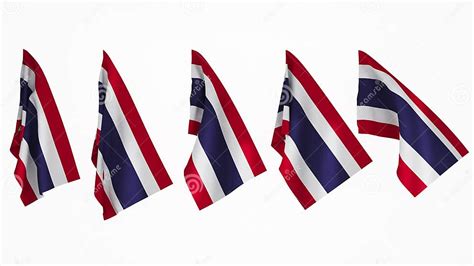 National Flag Background Image Wind Blowing Flags 3d Rendering Flag Of Thailand Stock