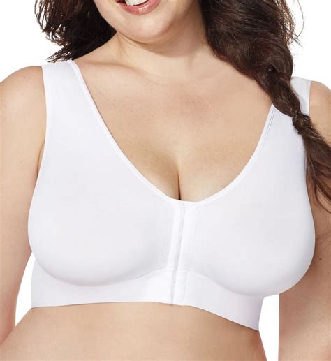 Hanes Womens Plus Size Pure Comfort Wirefree Bra With Front Close