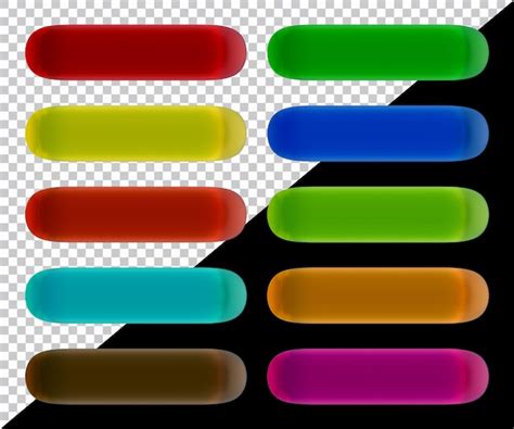 Premium Psd Set Of Round Rectangle Shape Buttons In 3d Render