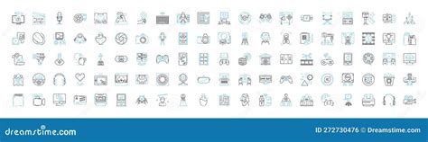 Media Production Vector Line Icons Set Filming Animation Editing