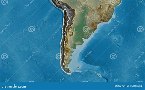 Chile Border Shape Overlay Glowed Relief Stock Illustration
