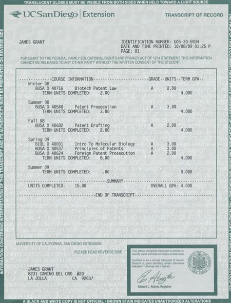 Ucsd Transcript James Lewis Grant
