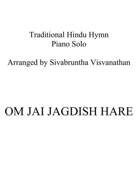 Om Jai Jagdish Hare Arr Sivabruntha Visvanathan By Shardha Ram