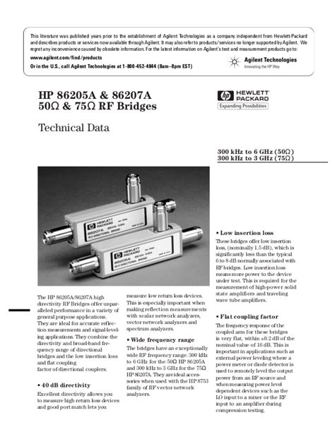 Agilent 86205a Data Sheet
