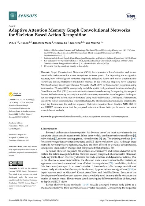 PDF Adaptive Attention Memory Graph Convolutional Networks For Skeleton Based Action Recognition