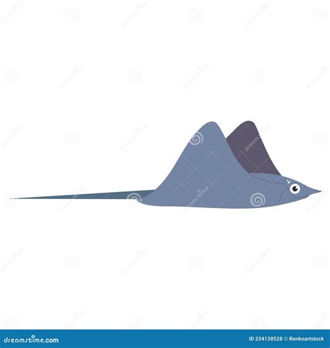 Beautiful Cartoon Illustration With Colorful Sea Animals Stringray On