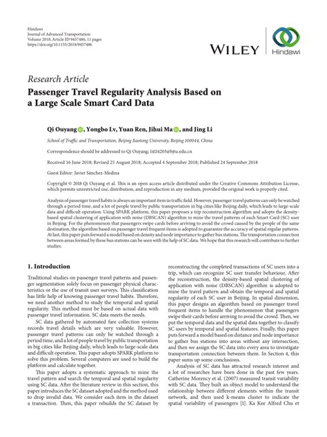 pdf passenger travel regularity analysis based on a large scale smart