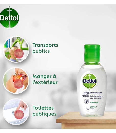 Gel Hydroalcoolique Dettol Mains Désinfectant à Laloe Vera 50 Ml