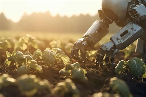 Premium AI Image Agricultural Robot Working On A Smart Farm With The Concept Of Smart Farming